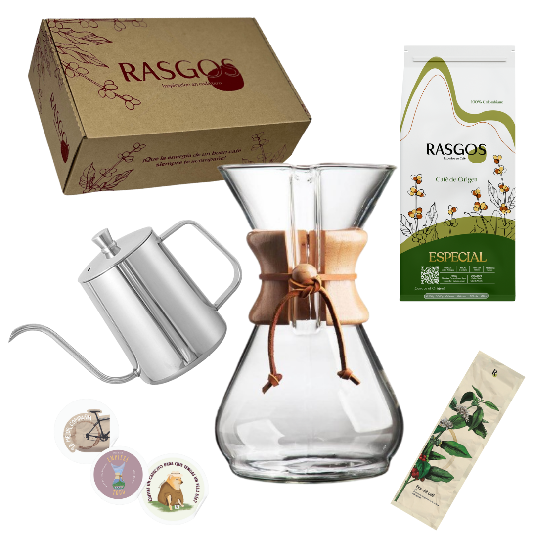 Comprar Kit Cafetero Chemex 400ml + Jarra Cuello de Ganso 600ml + Café ...